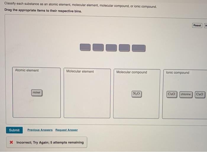 Solved Classify each substance as an atomic element, | Chegg.com