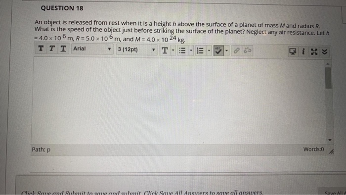 Solved QUESTION 18 An object is released from rest when it | Chegg.com