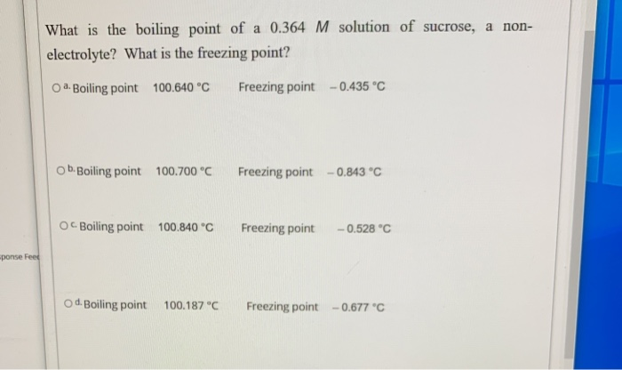 What is the boiling point of a 0.364 M solution of | Chegg.com