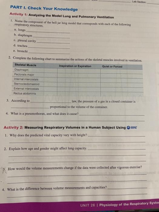 Solved Lab Section PART I. Check Your knowledge Activity 1: | Chegg.com