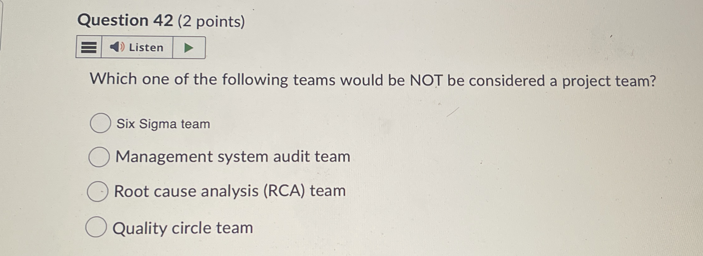 Solved Question 42 (2 ﻿points)Which one of the following | Chegg.com