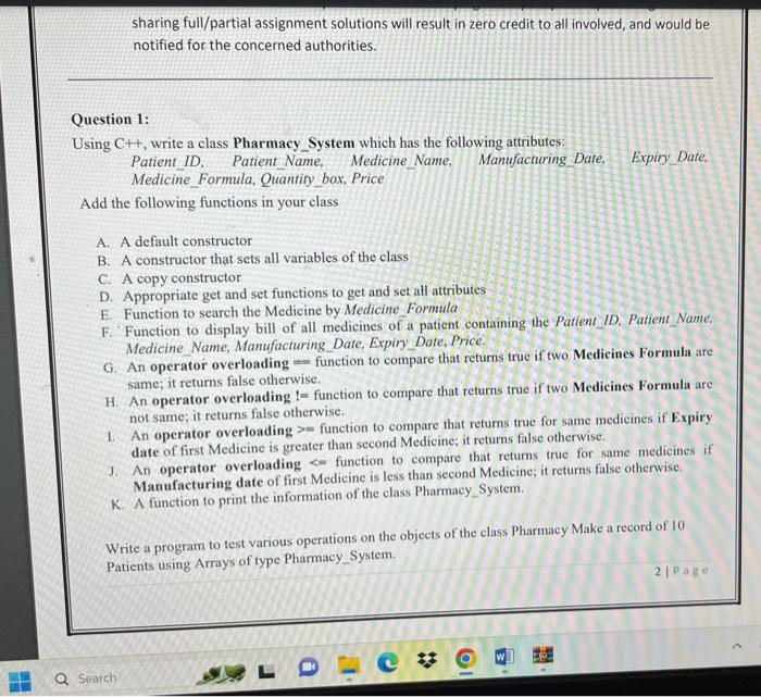 Solved sharing full/partial assignment solutions will result | Chegg.com
