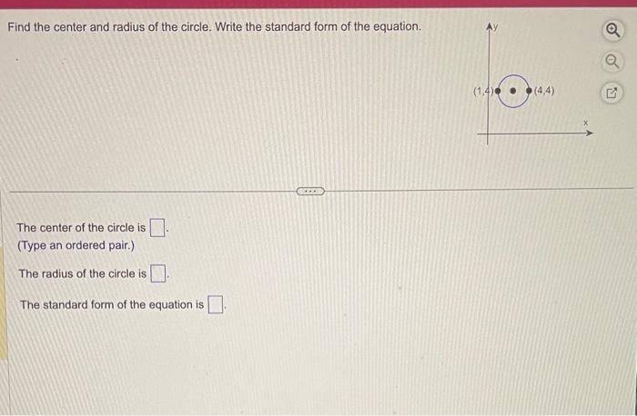 Solved Find the center and radius of the circle. Write the | Chegg.com