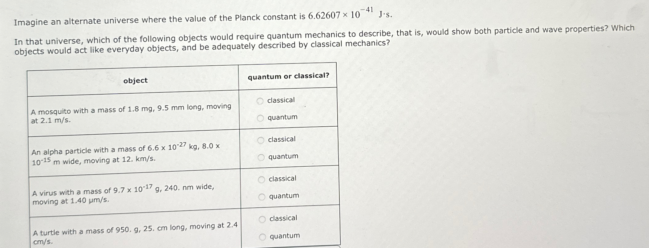Solved Imagine an alternate universe where the value of the | Chegg.com