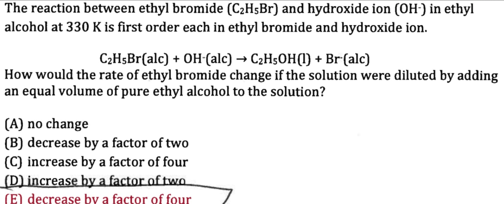 Solved The reaction between ethyl bromide (C2H5Br) ﻿and | Chegg.com
