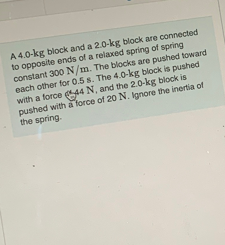 Solved A 4.0-kg ﻿block and a 2.0-kg ﻿block are connected to | Chegg.com