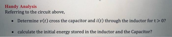 Solved Handy Analysis Referring to the circuit above, - | Chegg.com
