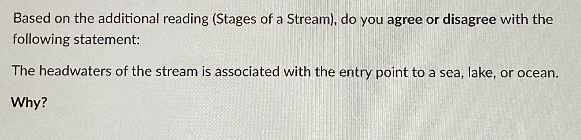 Solved Based on the additional reading (Stages of a Stream), | Chegg.com