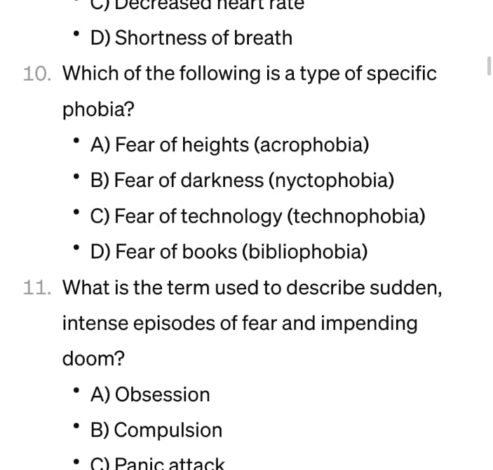Solved D) ﻿Shortness of breathWhich of the following is a | Chegg.com