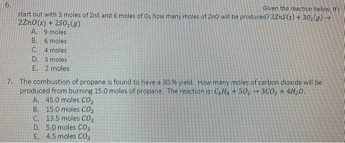 Solved Given the reaction below, If start out with 3 moles | Chegg.com