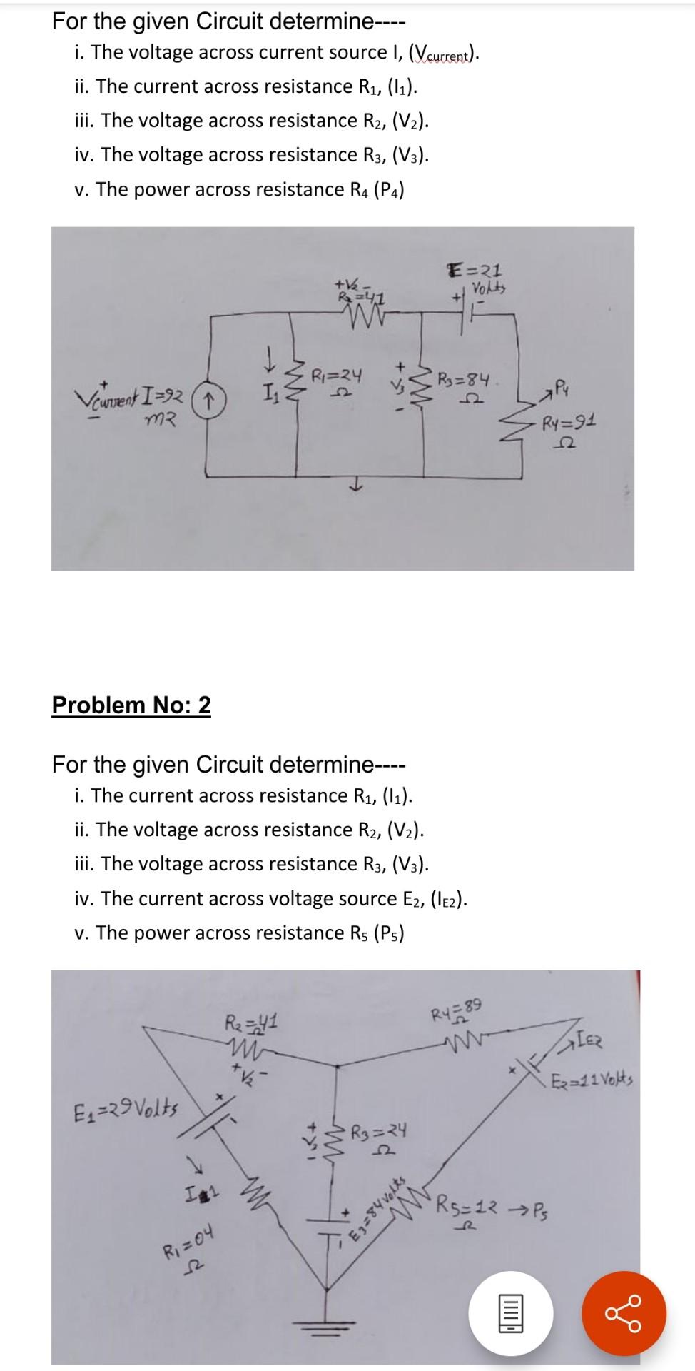 Solved For the given Circuit determine---- i. The voltage | Chegg.com