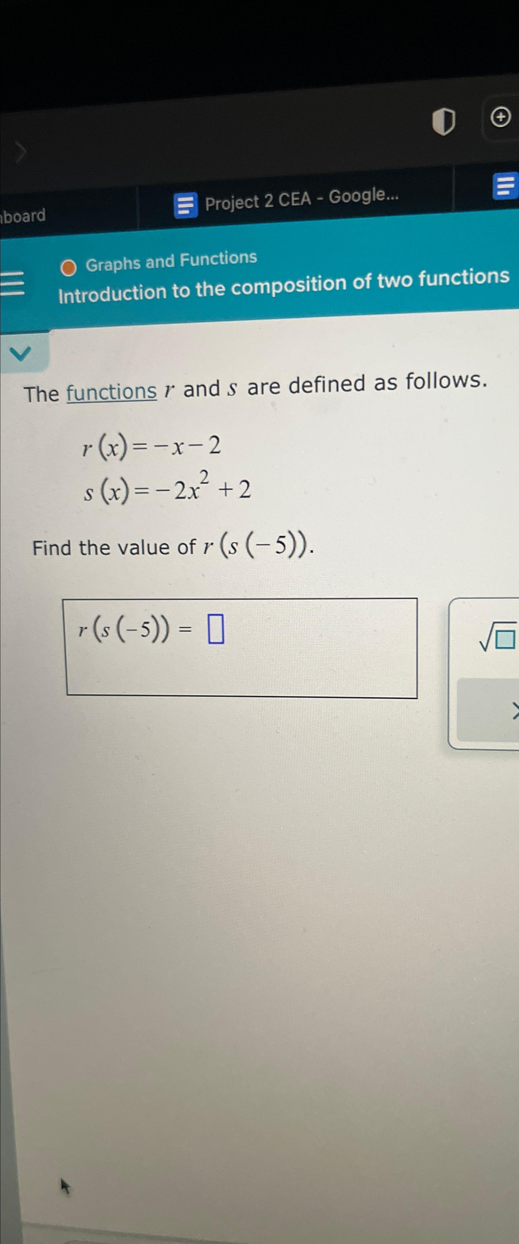Solved Project 2 ﻿CEA - ﻿Google...Graphs and Functions | Chegg.com