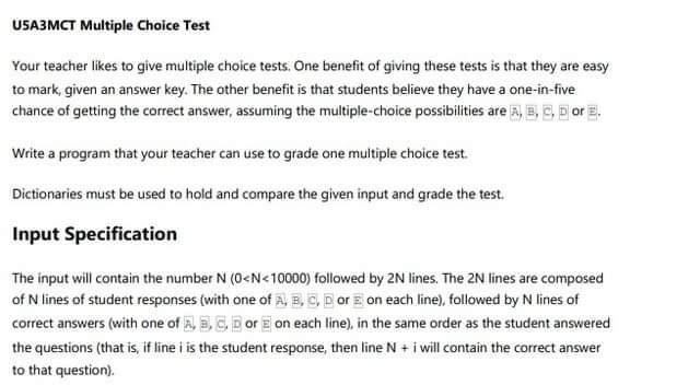 Solved U5A3MCT Multiple Choice Test Your teacher likes to | Chegg.com
