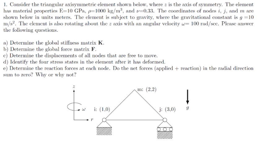 Solved Consider the triangular axisymmetric element shown | Chegg.com