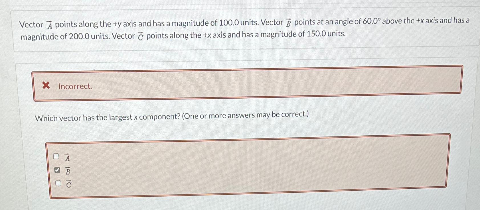 Solved Vector vec(A) points along the +y axis and has a | Chegg.com