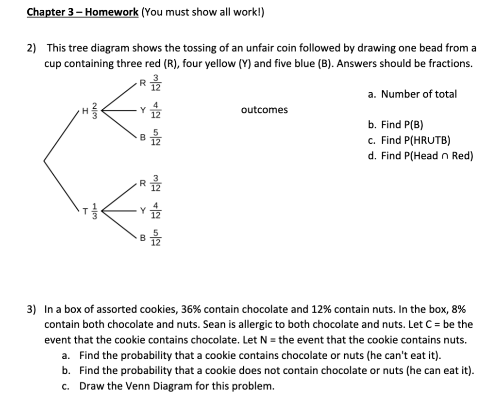 Solved Chapter 3-Homework (You must show all work!)This tree | Chegg.com