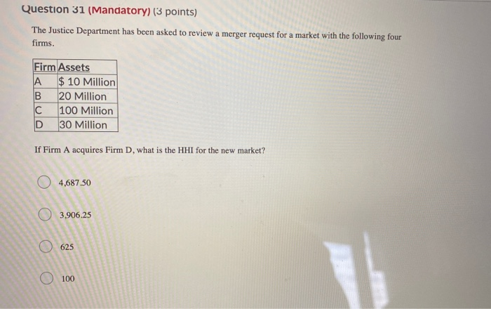 Solved Question 31 (Mandatory) (3 points) The Justice | Chegg.com Solved Question 31 (Mandatory) (3 points) The Justice | Chegg.com