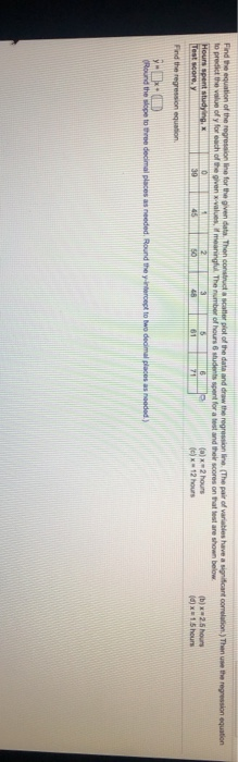 Solved the regression equation How to coperty studying, Find | Chegg.com