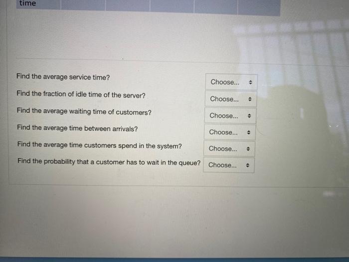 Solved time Find the average service time? Choose... . Find | Chegg.com