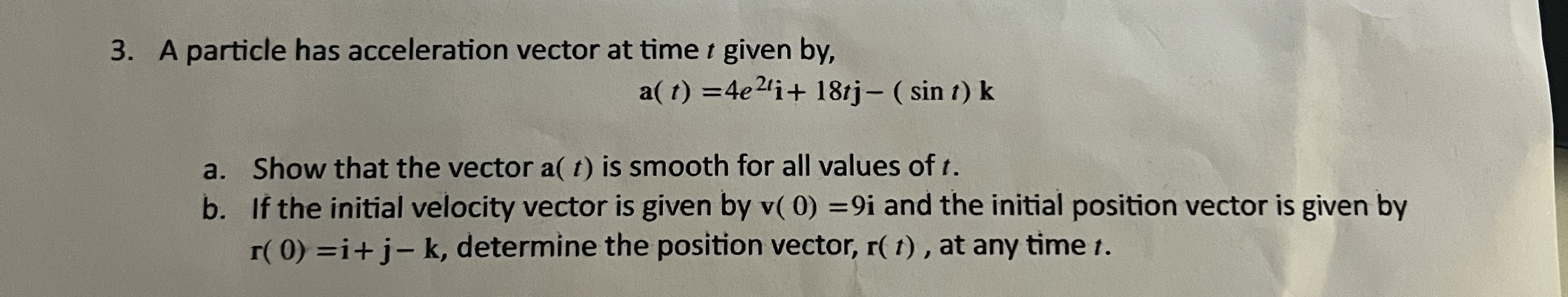 Solved A particle has acceleration vector at time t ﻿given | Chegg.com