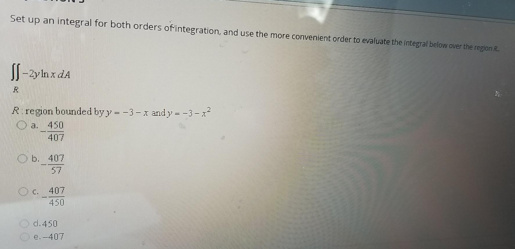 Solved Set up an integral for both orders of integration, | Chegg.com