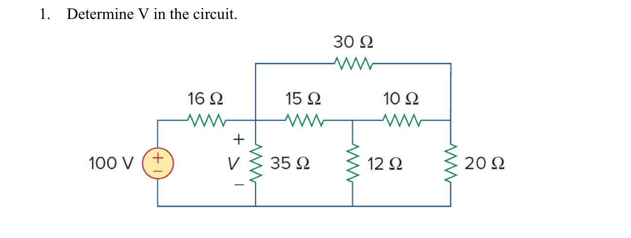 Solved Determine V ﻿in the circuit. | Chegg.com