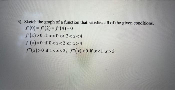 Solved 3) Sketch the graph of a function that satisfies all | Chegg.com