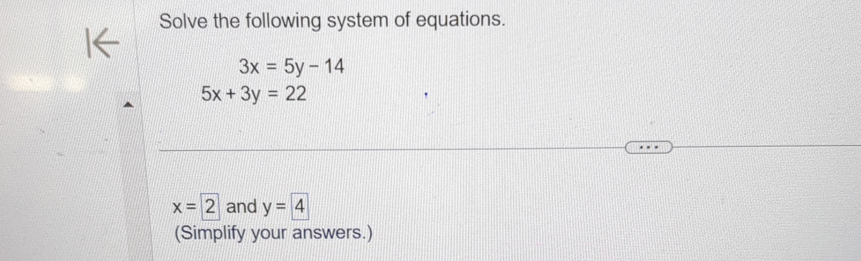 Solve the following system of | Chegg.com