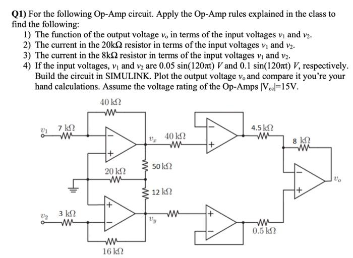 Solved Q1) For the following Op-Amp circuit. Apply the | Chegg.com