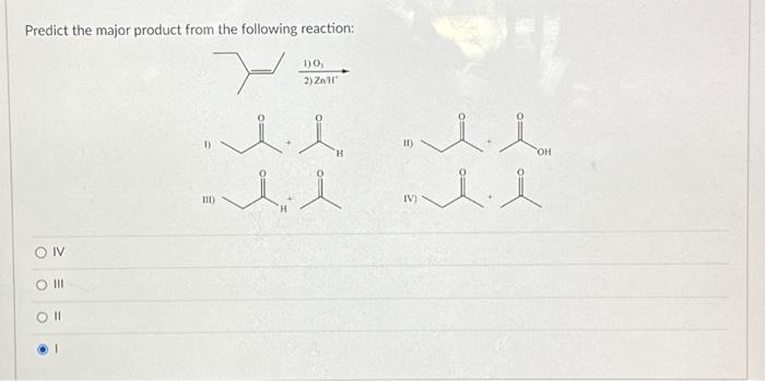 Solved Predict The Major Product From The Following