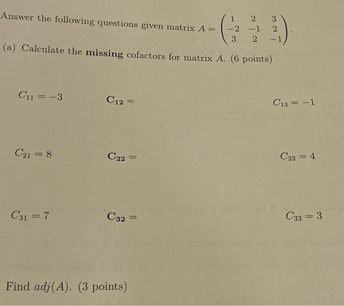 Solved Answer the following questions given matrix | Chegg.com