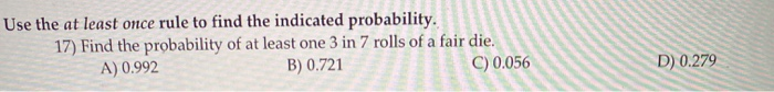 Solved Use the at least once rule to find the indicated | Chegg.com