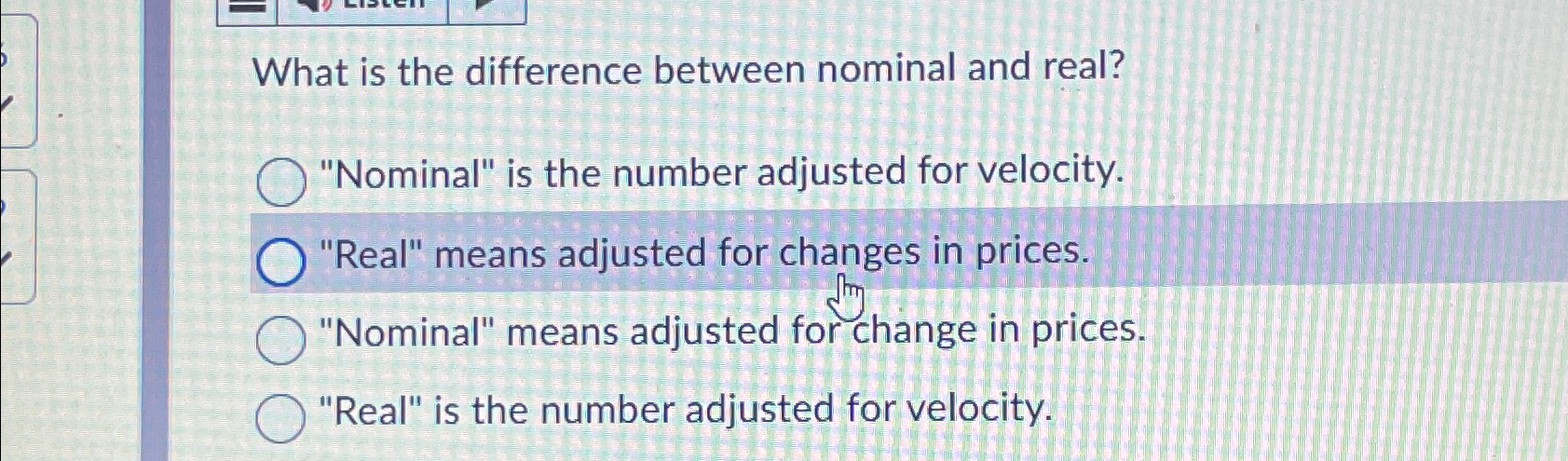Solved What is the difference between nominal and | Chegg.com
