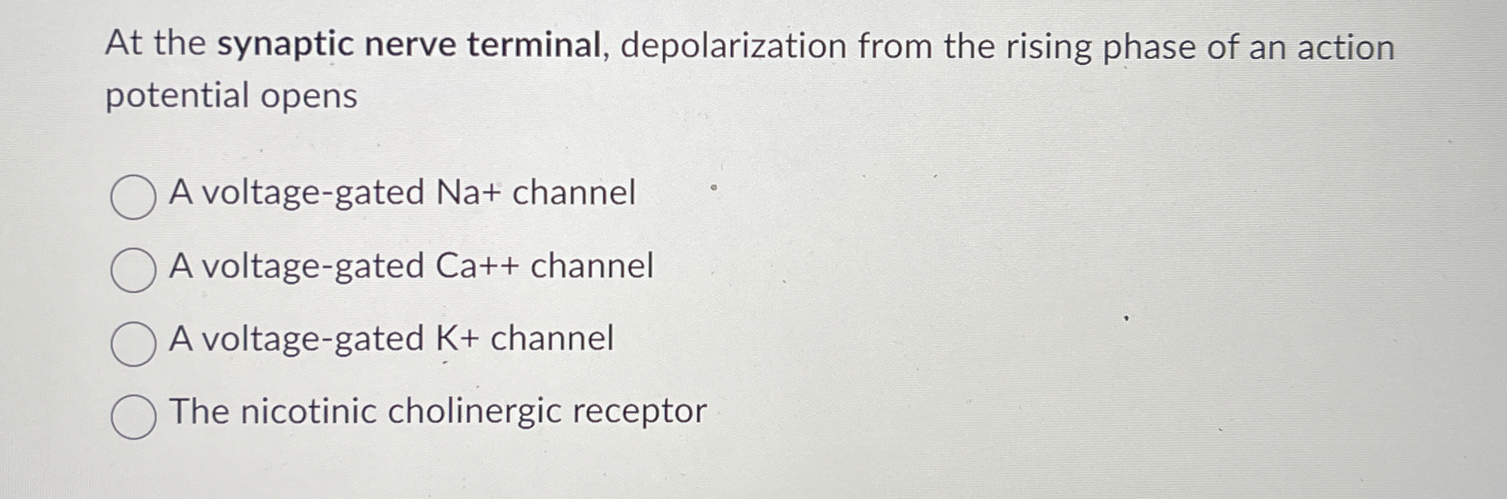 Solved At the synaptic nerve terminal, depolarization from | Chegg.com