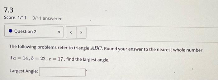 Solved The following problems refer to triangle ABC. Round | Chegg.com