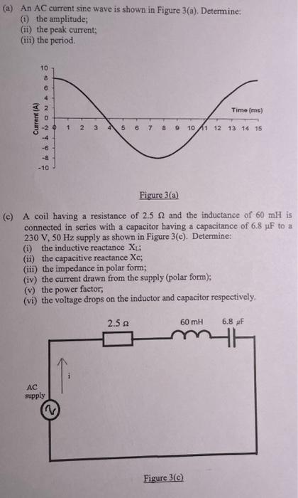 Solved (a) An AC current sine wave is shown in Figure 3(a). | Chegg.com