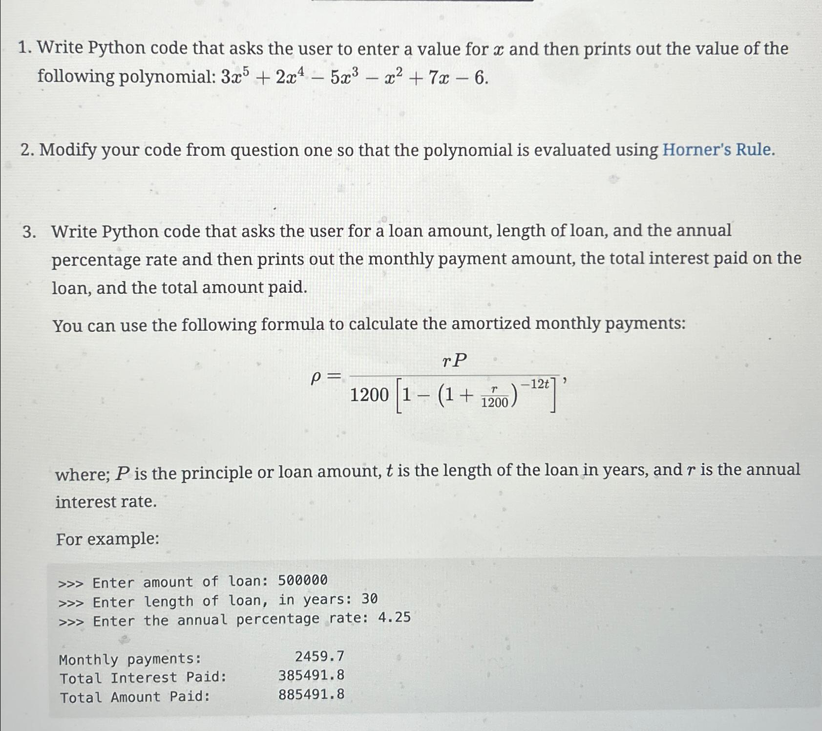 Solved Write Python Code That Asks The User To Enter A Value 1866