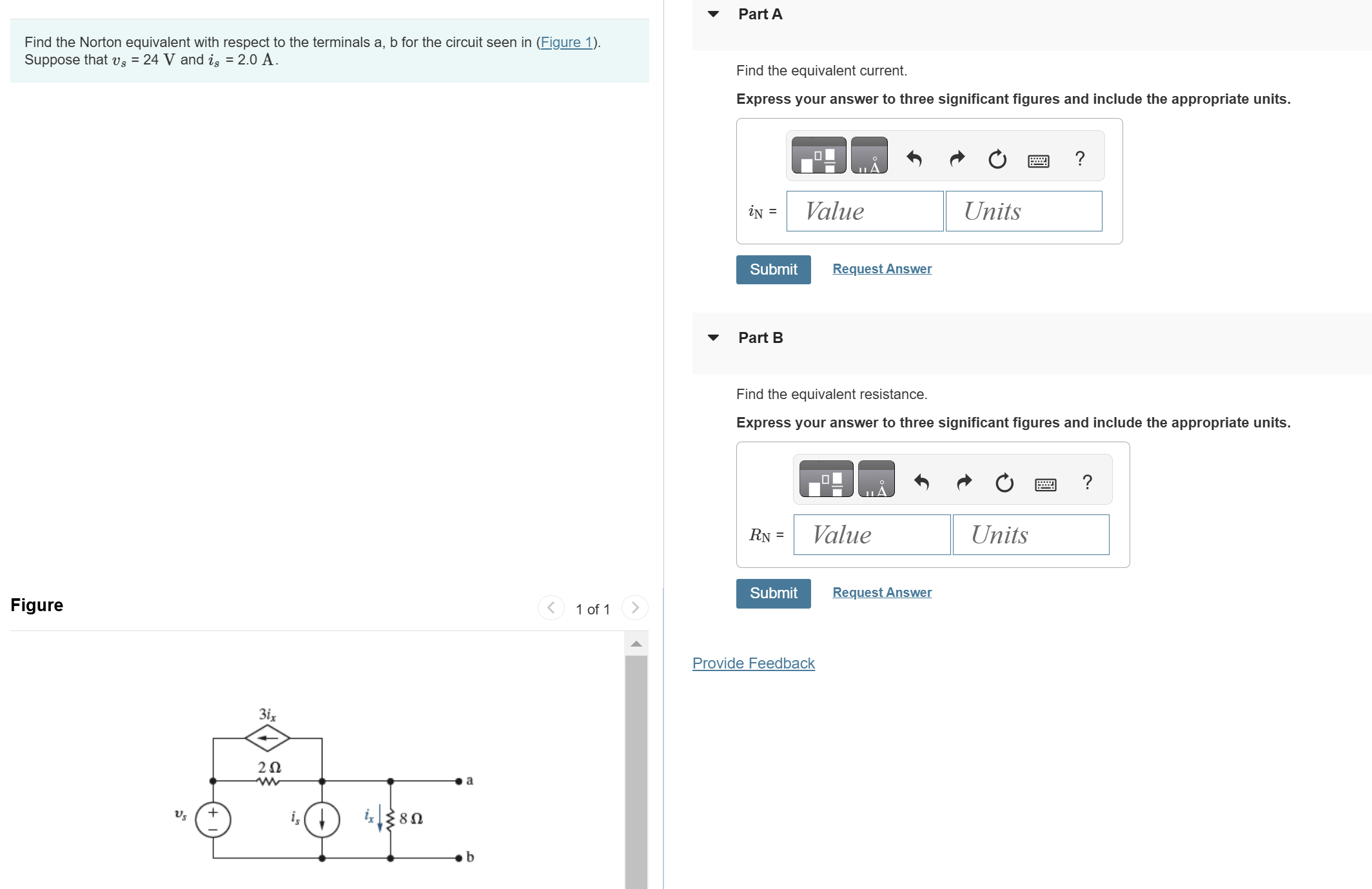Part AUse source transformations to ﻿find the current | Chegg.com