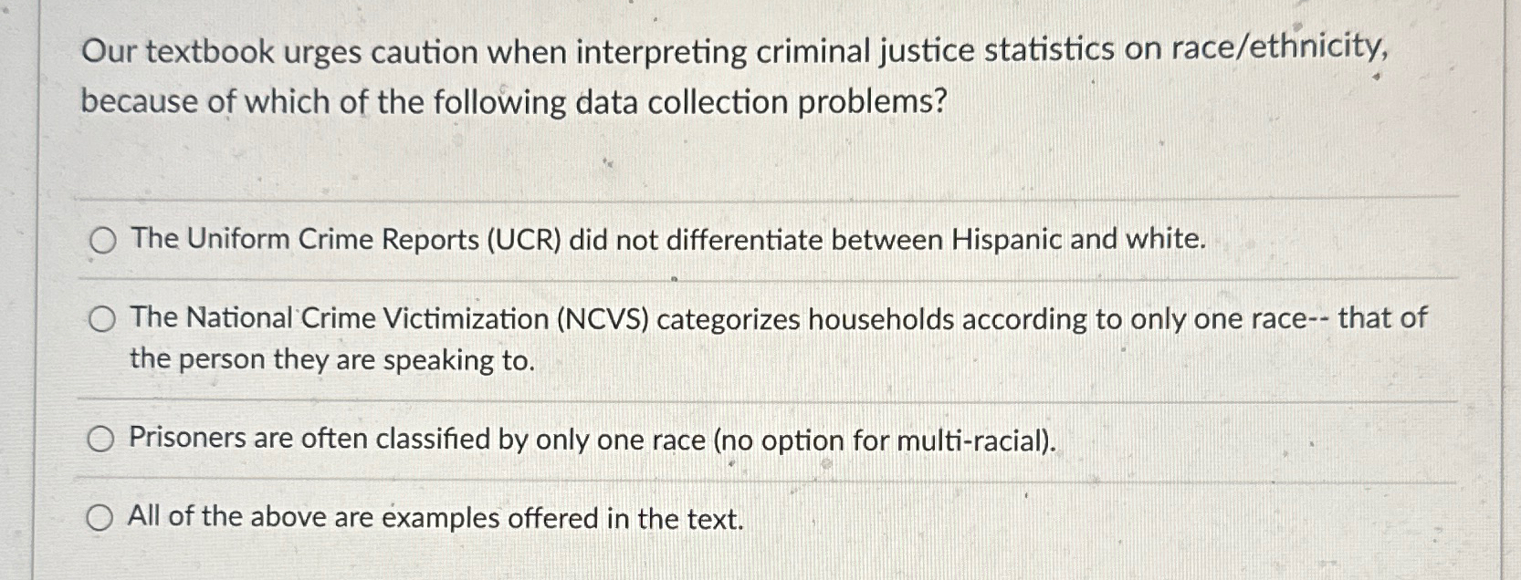 Solved Our textbook urges caution when interpreting criminal | Chegg.com