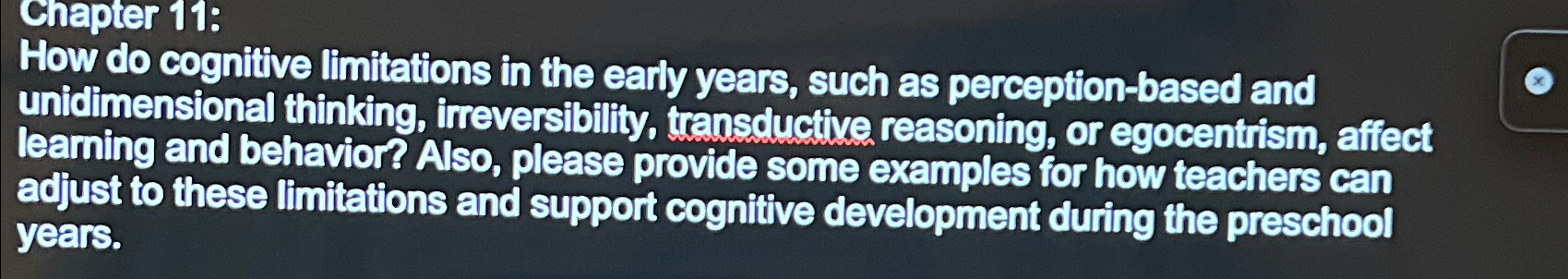 Solved Chapter 11:How do cognitive limitations in the early | Chegg.com