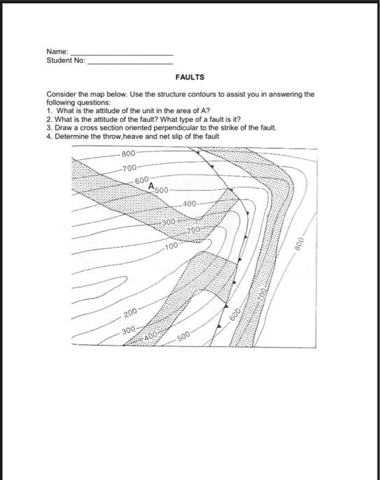 Solved Consider the map below. Use the structure contours to | Chegg.com