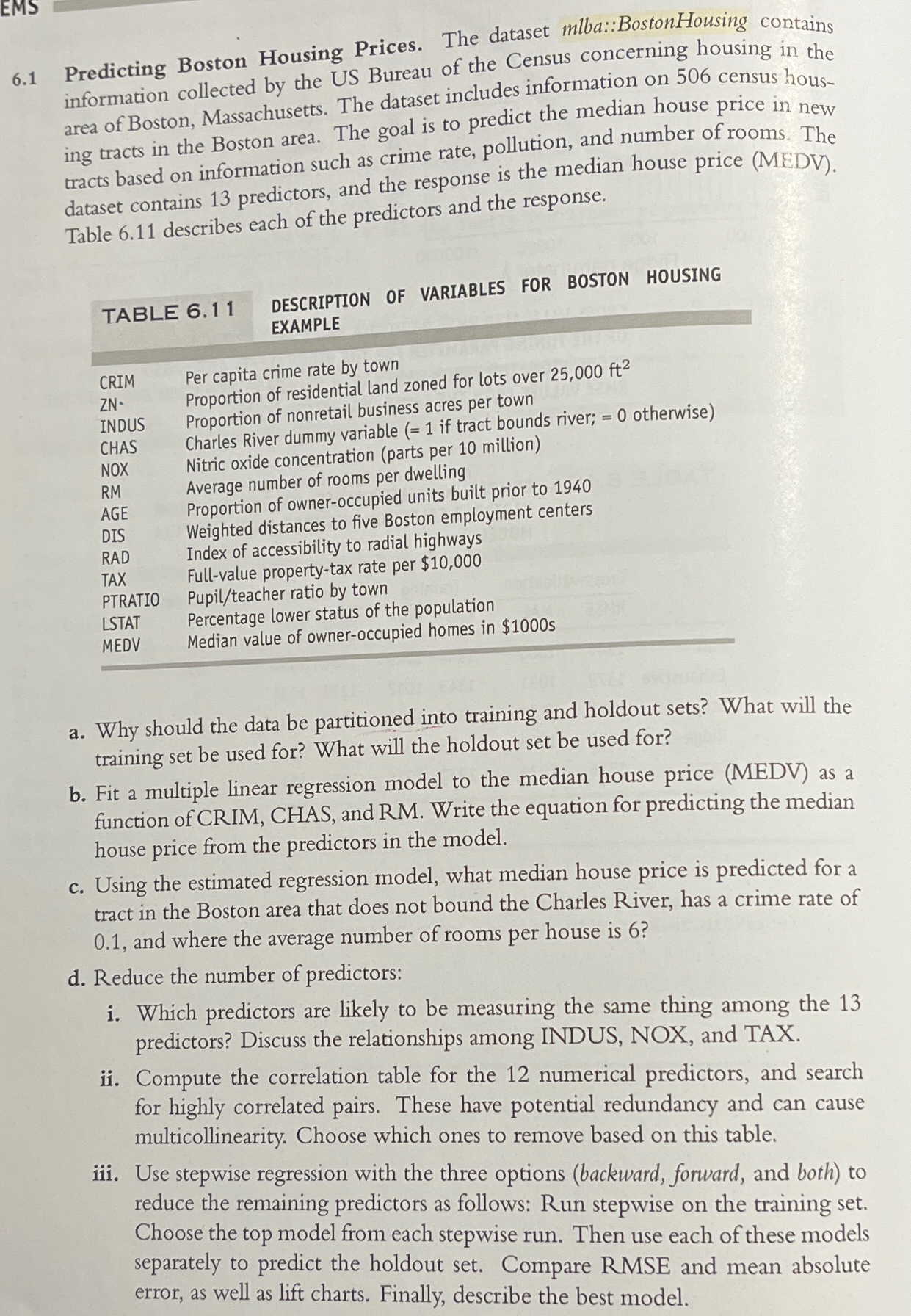 Solved 6 1 ﻿predicting Boston Housing Prices The Dataset