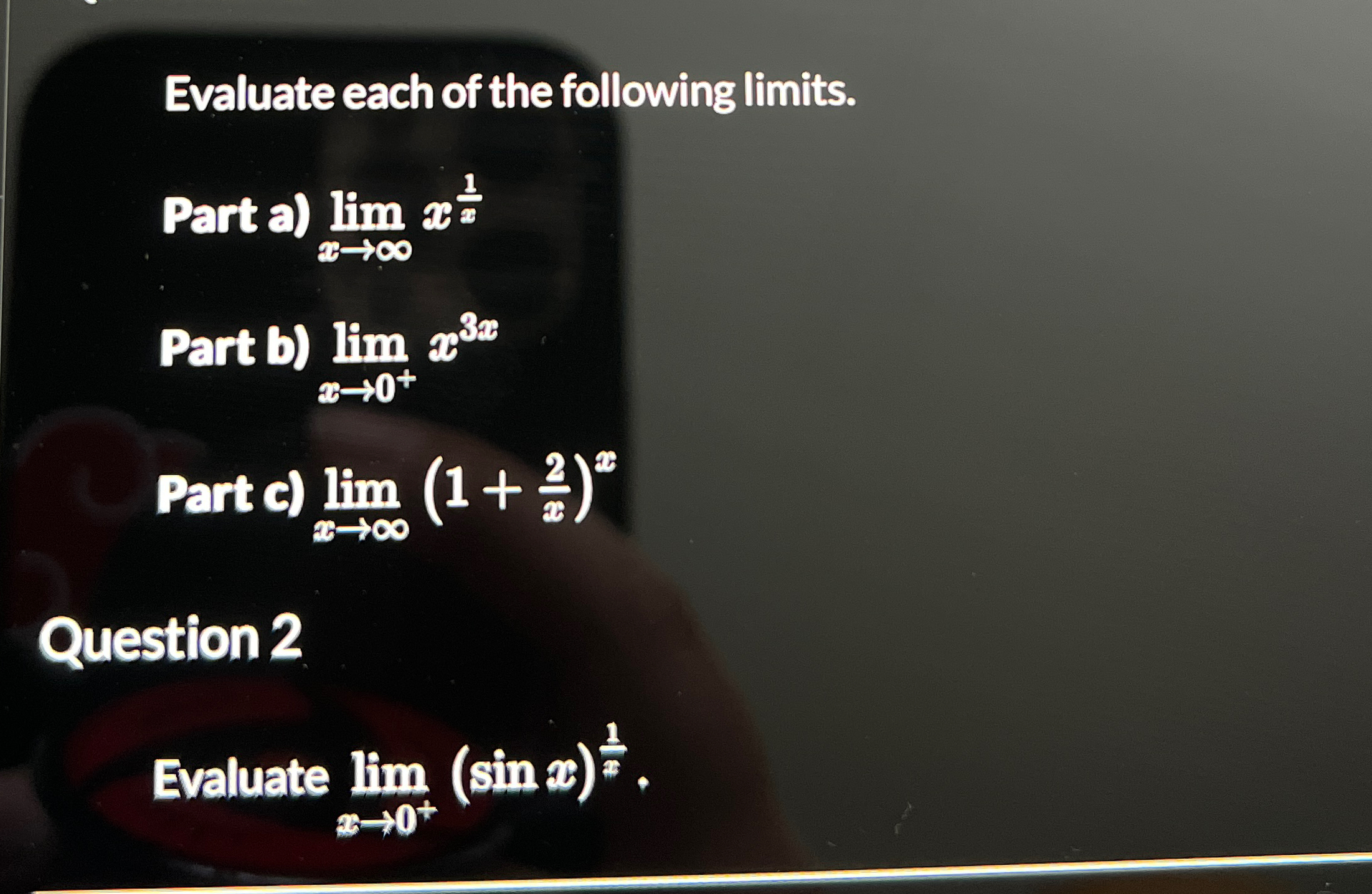 Solved Evaluate each of the following limits.Part | Chegg.com