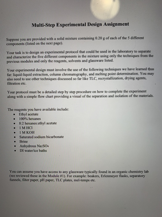 Solved Multi-Step Experimental Design Assignment Suppose you | Chegg.com