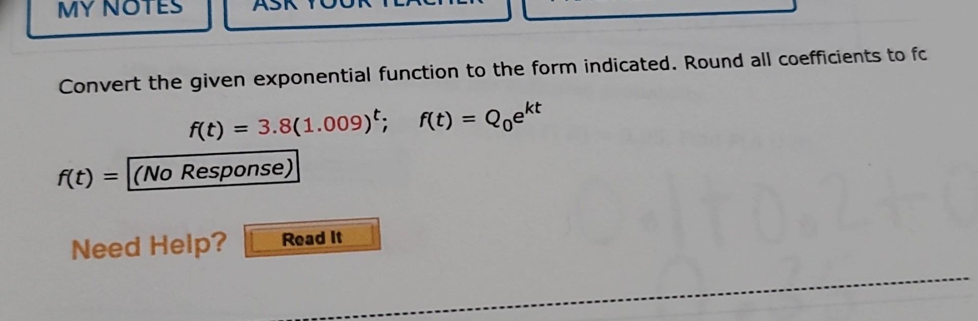 Solved Convert the given exponential function to the form | Chegg.com