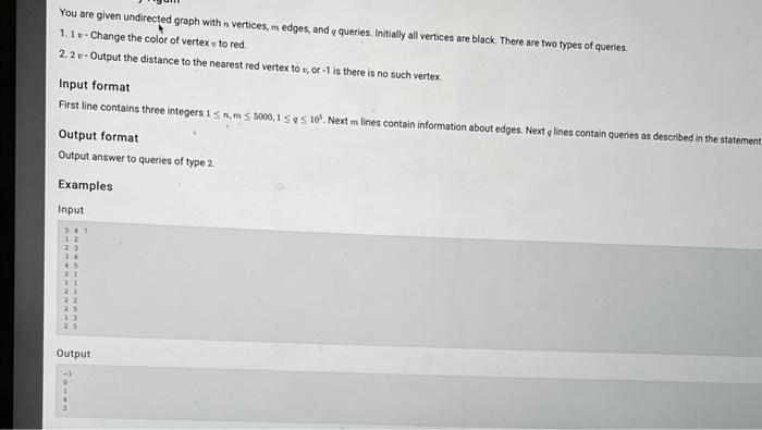 Solved You are given undirected graph with n vertices, m | Chegg.com