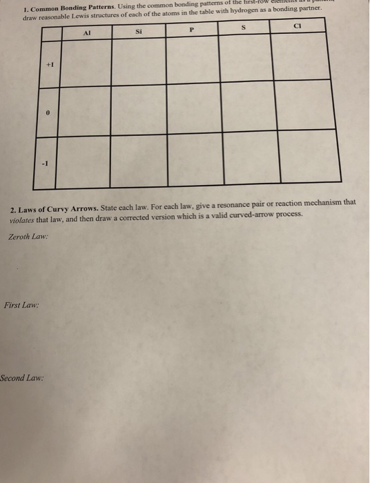 1. Common Bonding Patterns. Using the common bonding | Chegg.com