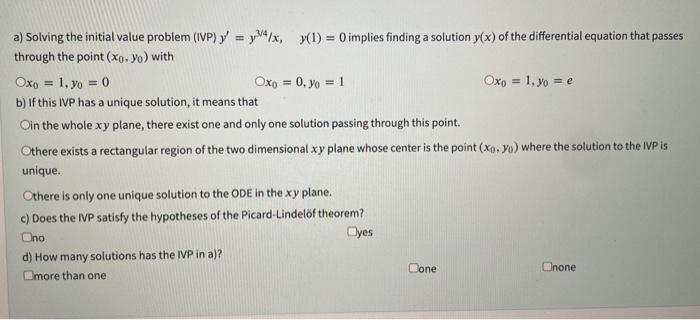 Solved a) Solving the initial value problem (IVP) | Chegg.com