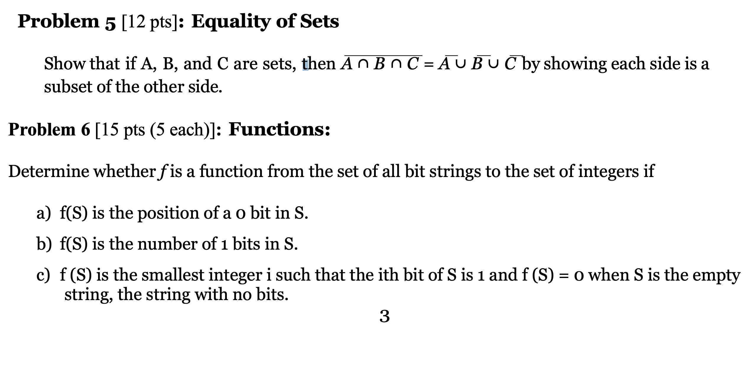 Solved Problem 5 [12 ﻿pts]: Equality of SetsShow that if | Chegg.com