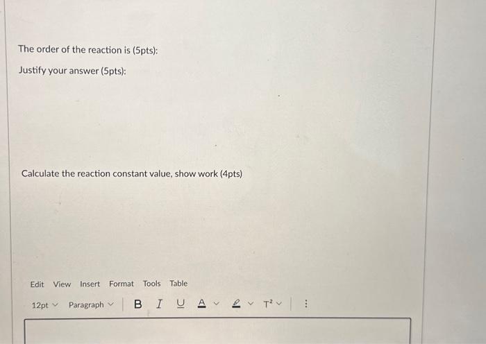 Solved A student collected the following data in the | Chegg.com